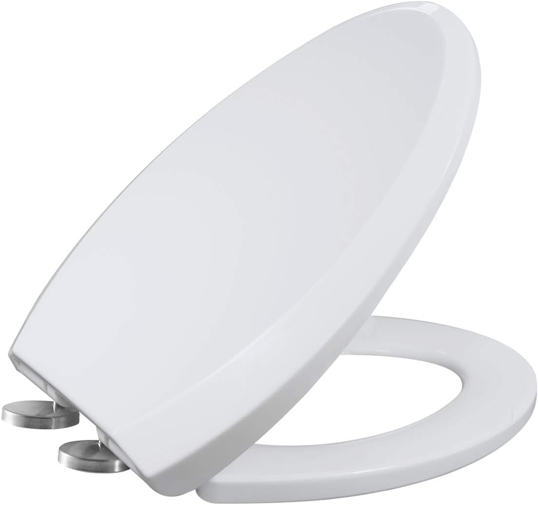WinZo Elongated Toilet Seat Cover, Soft Close Top Mounting Metal Bolts ...