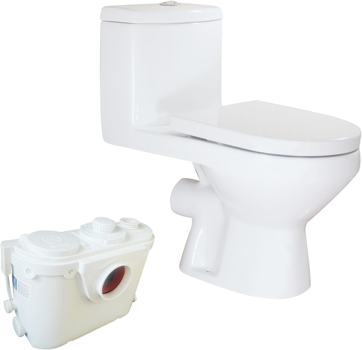 WinZo WZ5011-P Macerating Toilet with 500W Macerator Pump One Piece Round Upflush System for ...