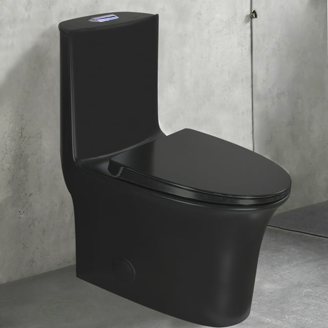 WinZo WZ5020B Glossy Black One Piece Toilet, Dual Flush 1.1/1.6 GPF ...