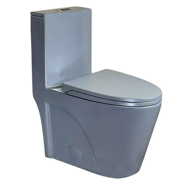 WinZo WZ5040GR Elongated Gray Toilet One Piece Dual Flush 1.1/1.6 GPF ...