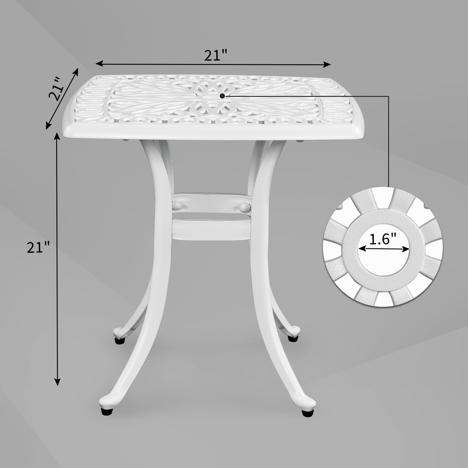 Winado 21 In Metal Bistro Table, Outdoor Square Coffee Side Table, Cast ...