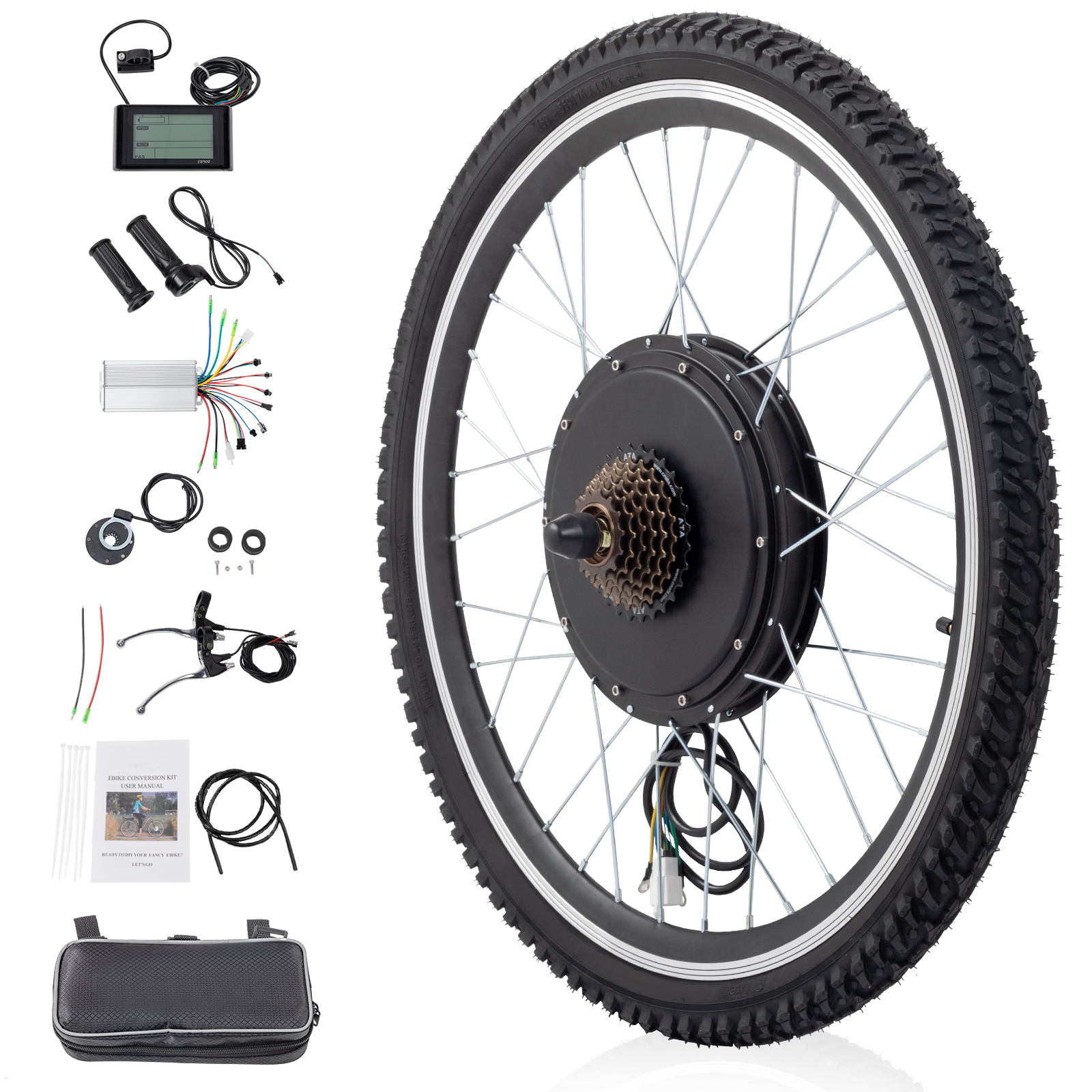 Yescom Electric Bike Conversion Kit 48V 1500W 26" Rear Wheel E-bike ...