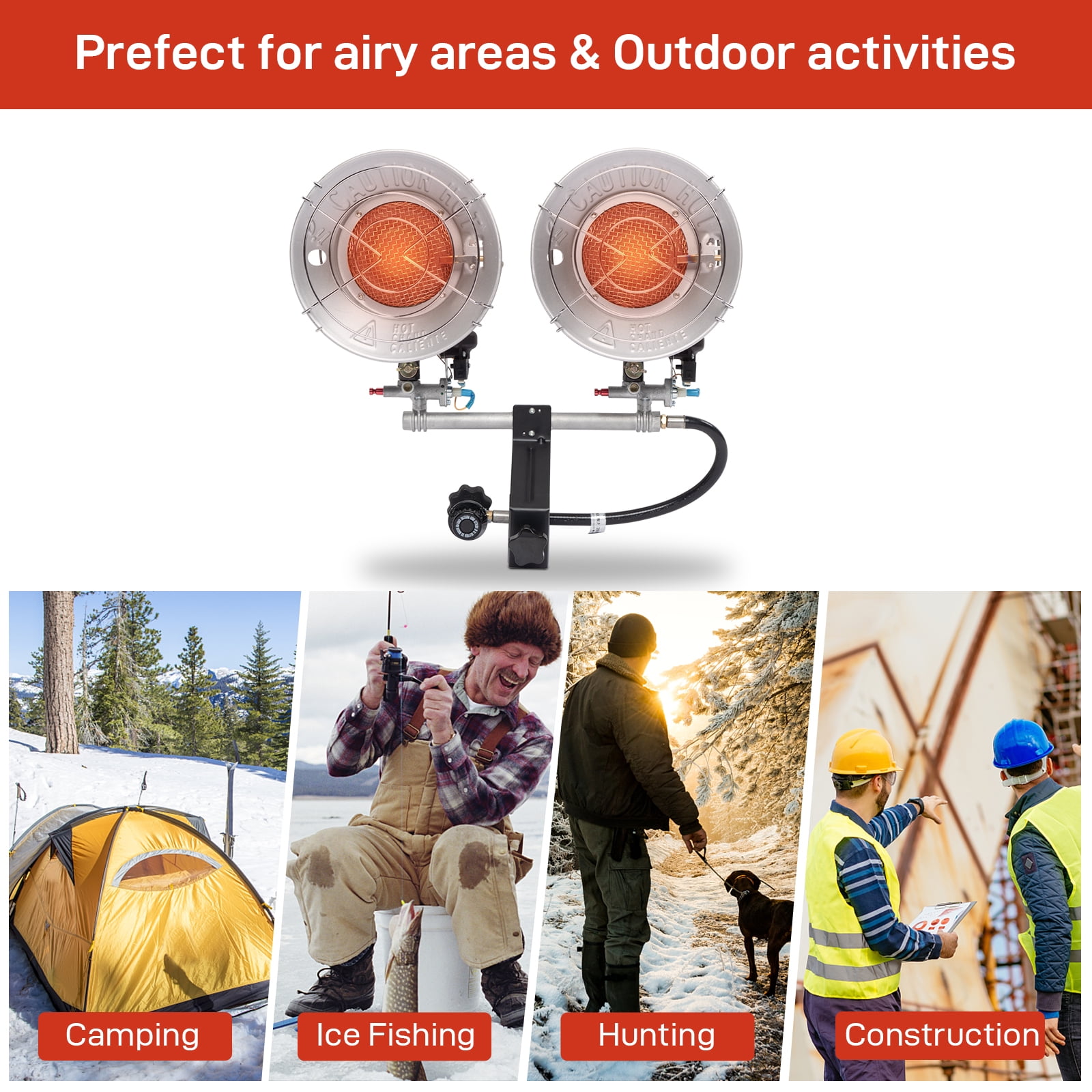 Winado 30,000 BTU Portable Outdoor Propane Tank Double Top Infrared ...