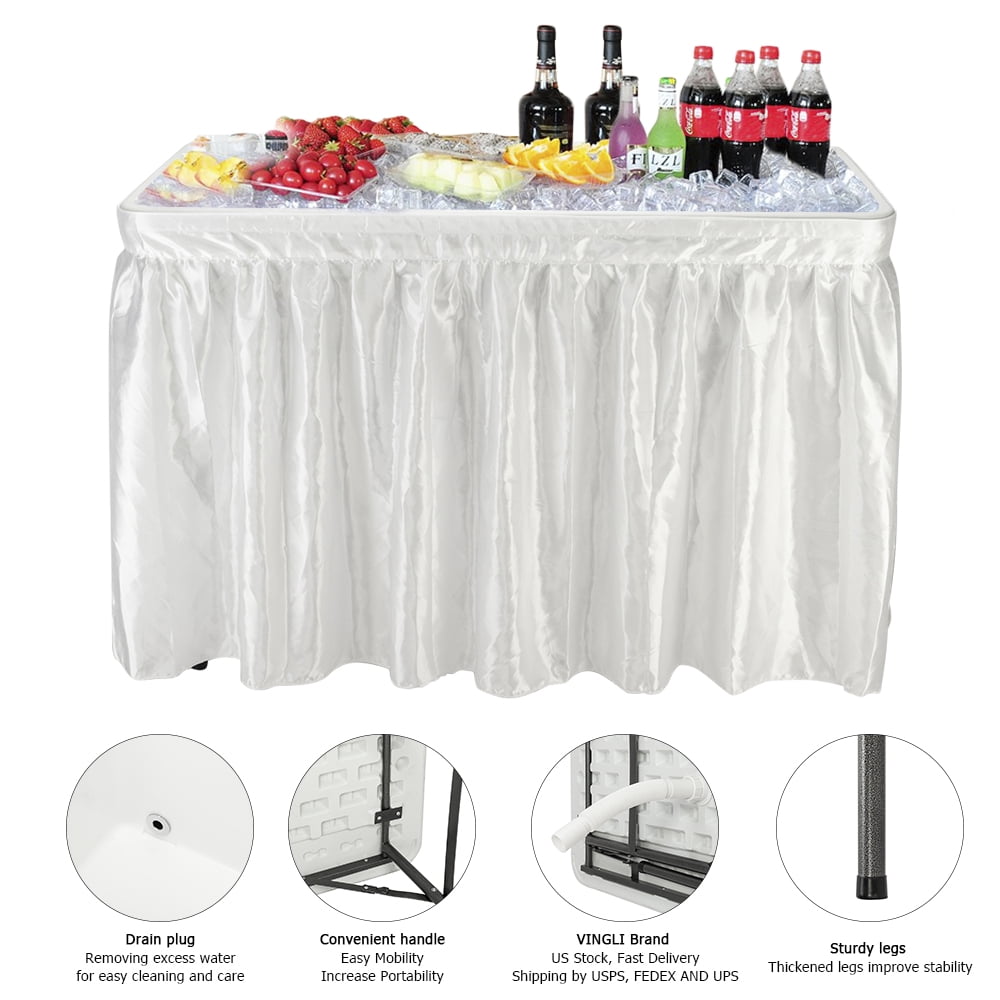 Winado Foldable 4-Foot Plastic Ice Table for Cookout, Picnic, Outdoor ...