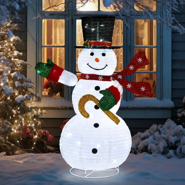 Winado 4FT Pop-Up Snowman, Outdoor Lawn Decorations, Lighted Christmas ...