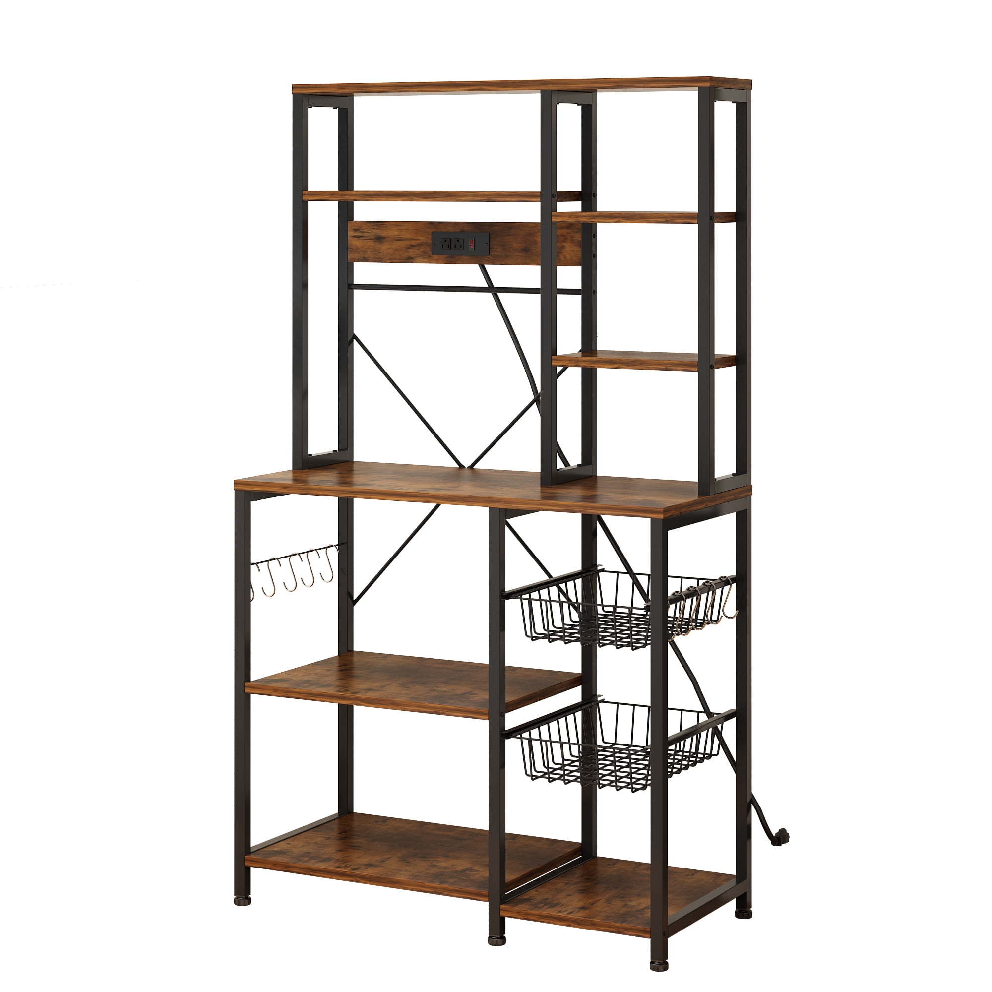 Winado 6 Tier Bakers Rack with Power Outlet, Kitchen Storage Shelf with ...