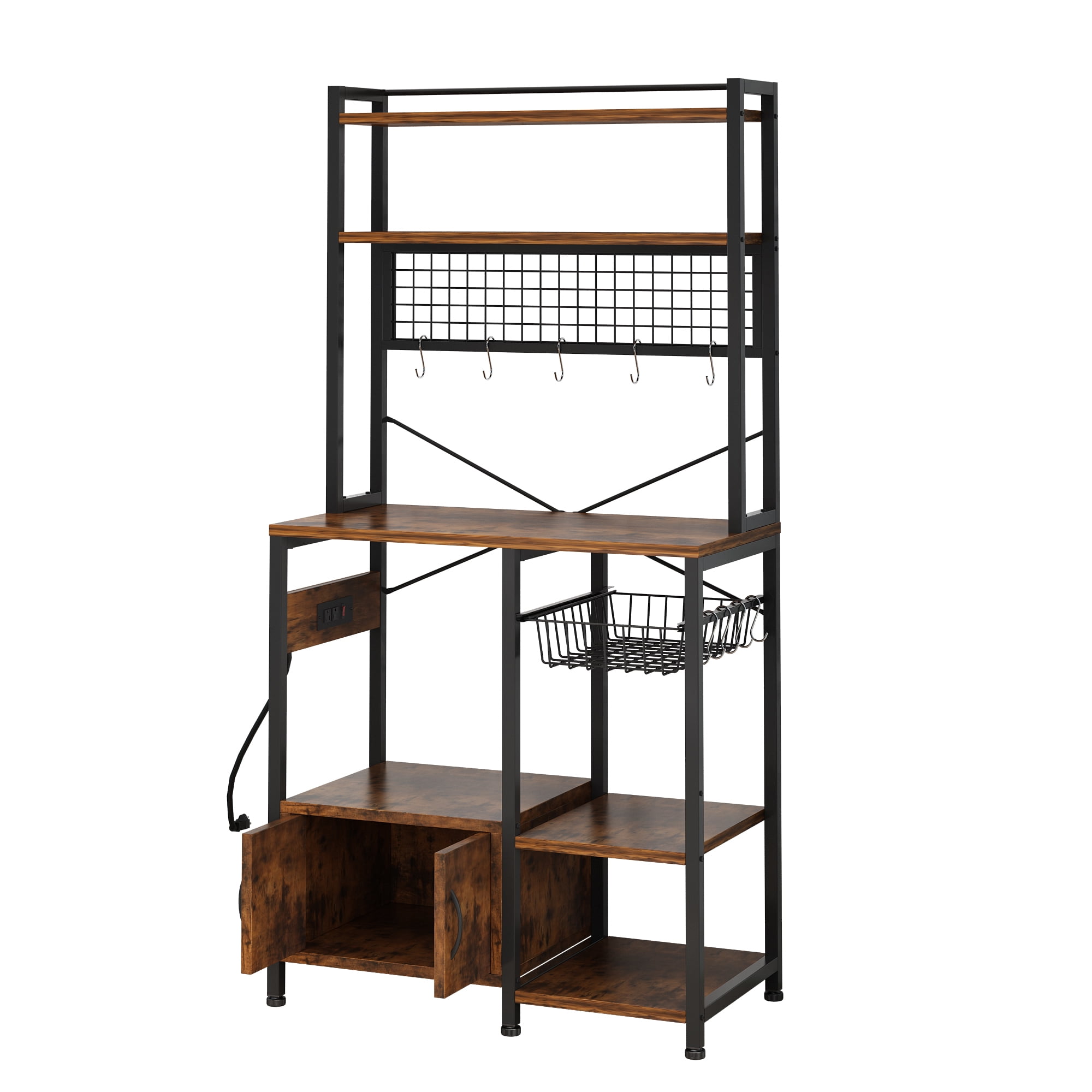 Winado 6 Tier Bakers Rack with Power Outlet, Kitchen Storage Shelf with ...