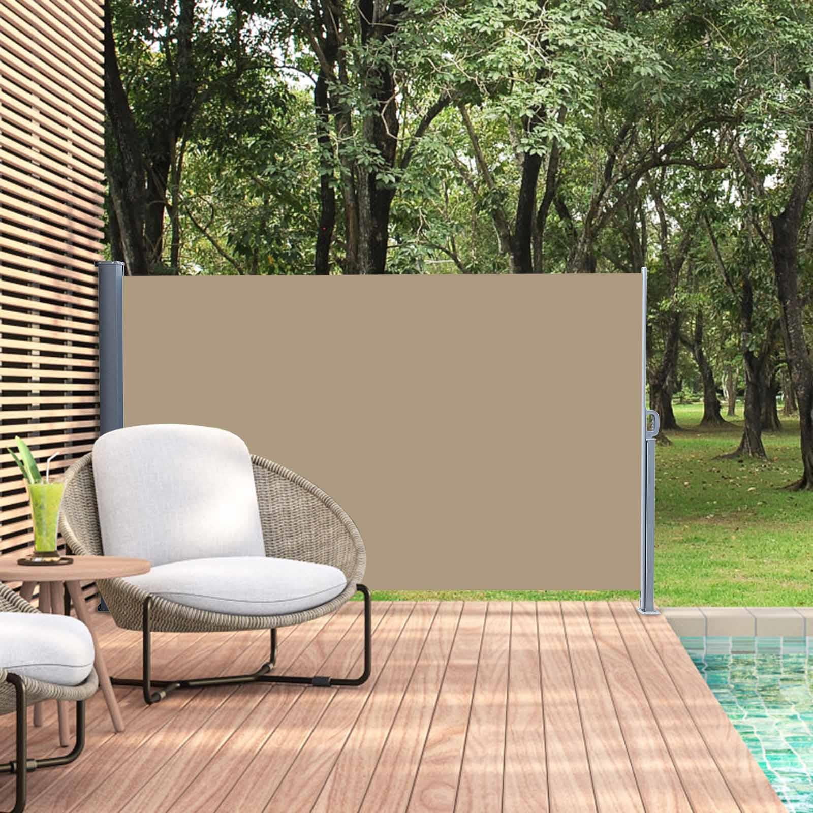 Winado 63" x 118" Side Awning Wind Screen Privacy Divider Coffee ...