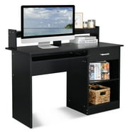 Homieasy Black L-Shaped Desk with LED Lights, Power Outlet, Monitor ...
