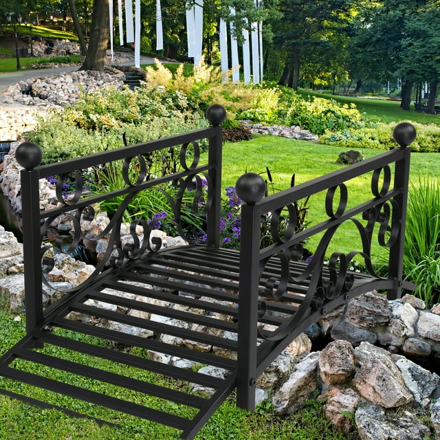 Winado Garden Bridge Decorative Footbridge Metal Arch, Black 3.3FT ...