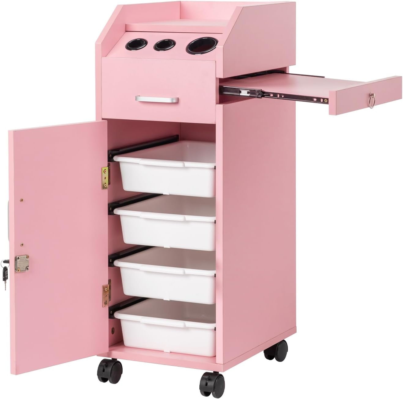 Winado Hair Salon Storage Cart with Wheels & 3 Hair Dryer Holders & 4 ...