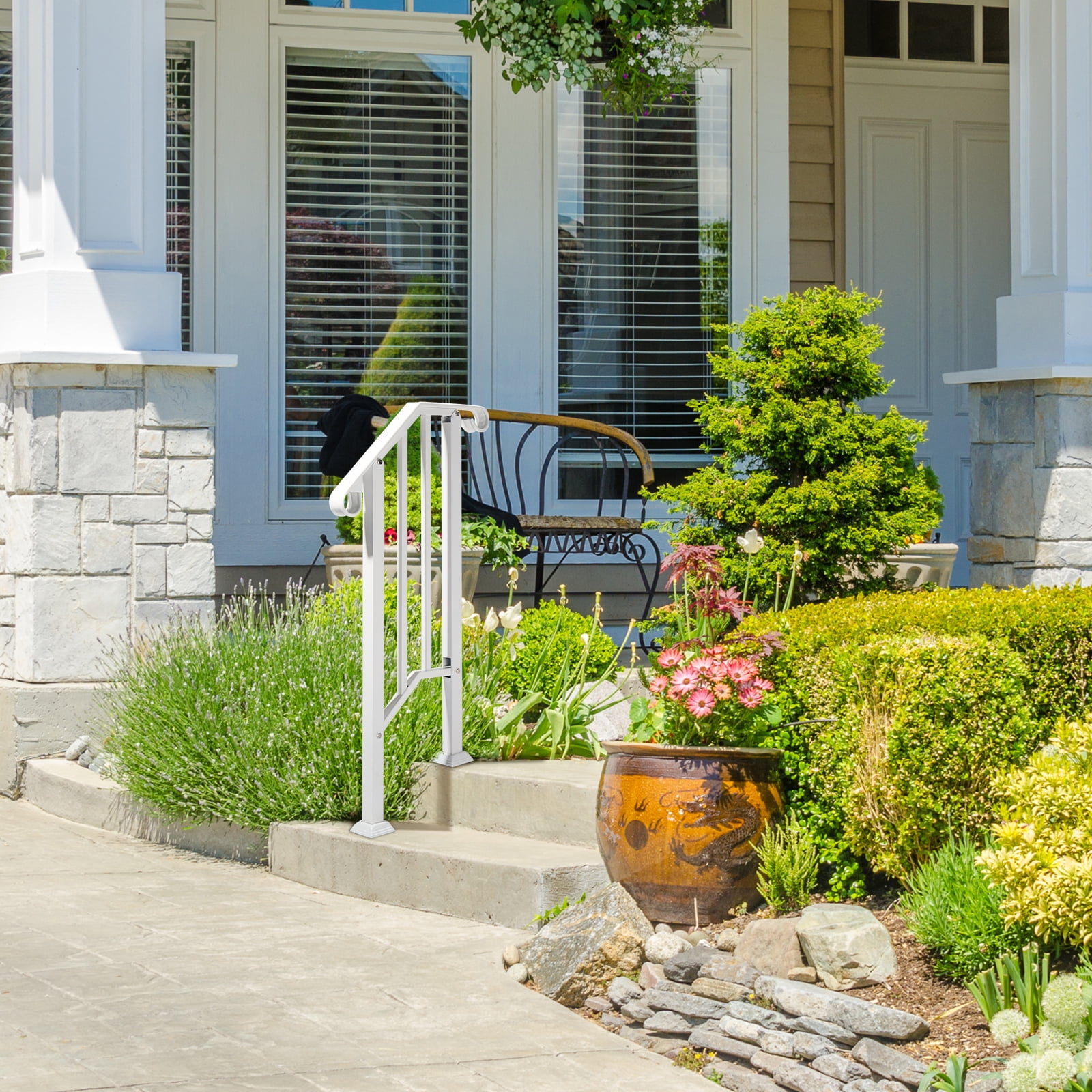 Winado Handrail for Stairs Fits 2-Step Outdoor Stair Railing Stair Rail ...