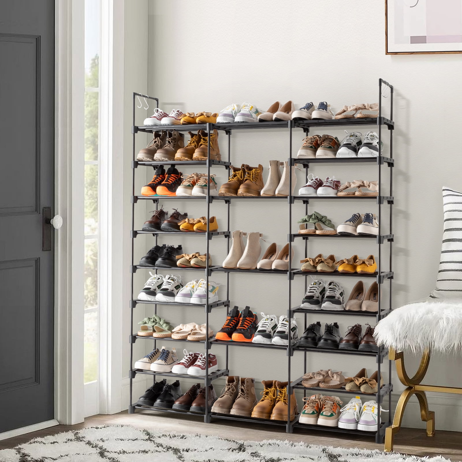 Winado 9-Tier Shoe Rack, 50-55 Pairs Storage, Closet Organizer with ...
