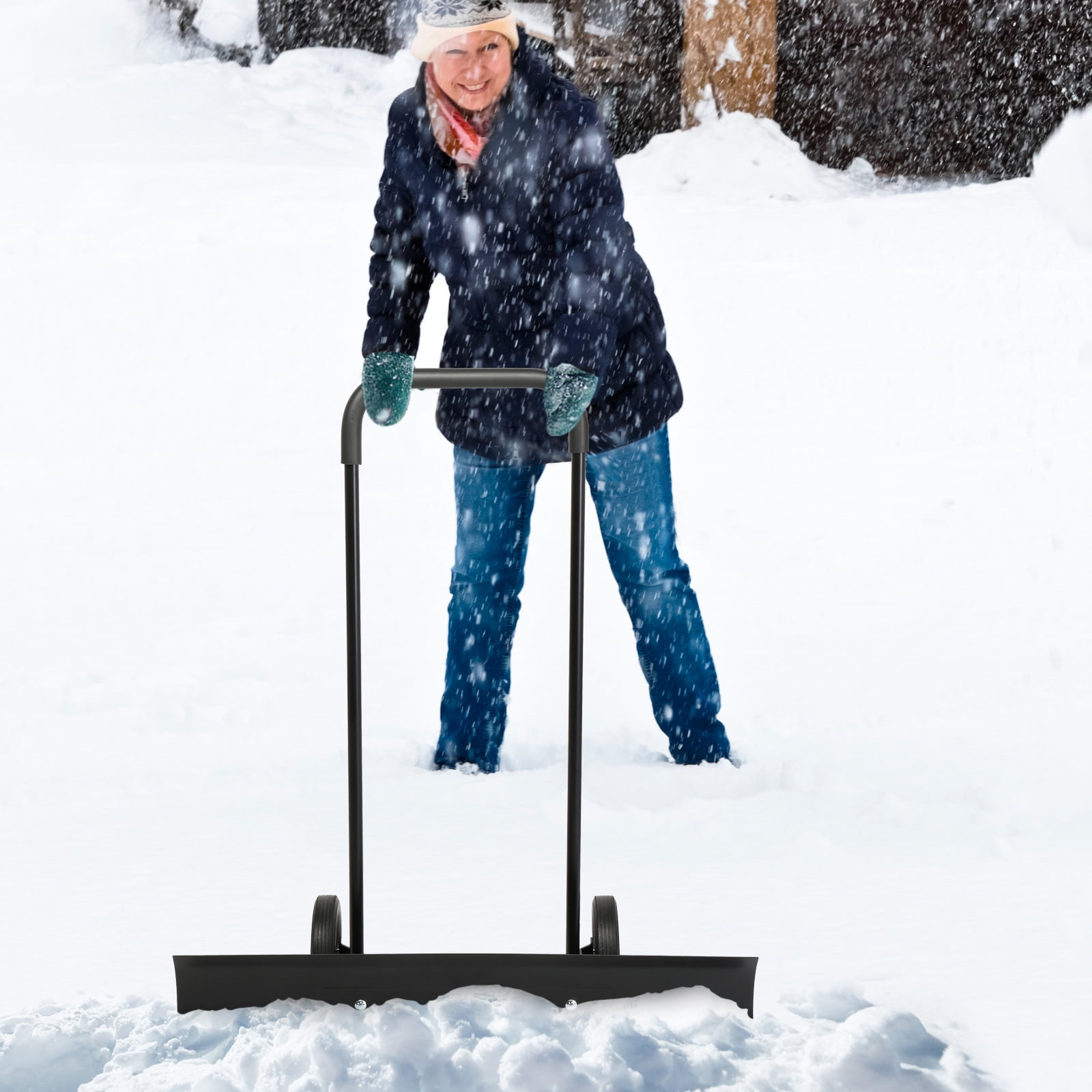 Winado Ergonomic Snow Pusher, Heavy Duty Plow Shovels, Adjustable ...
