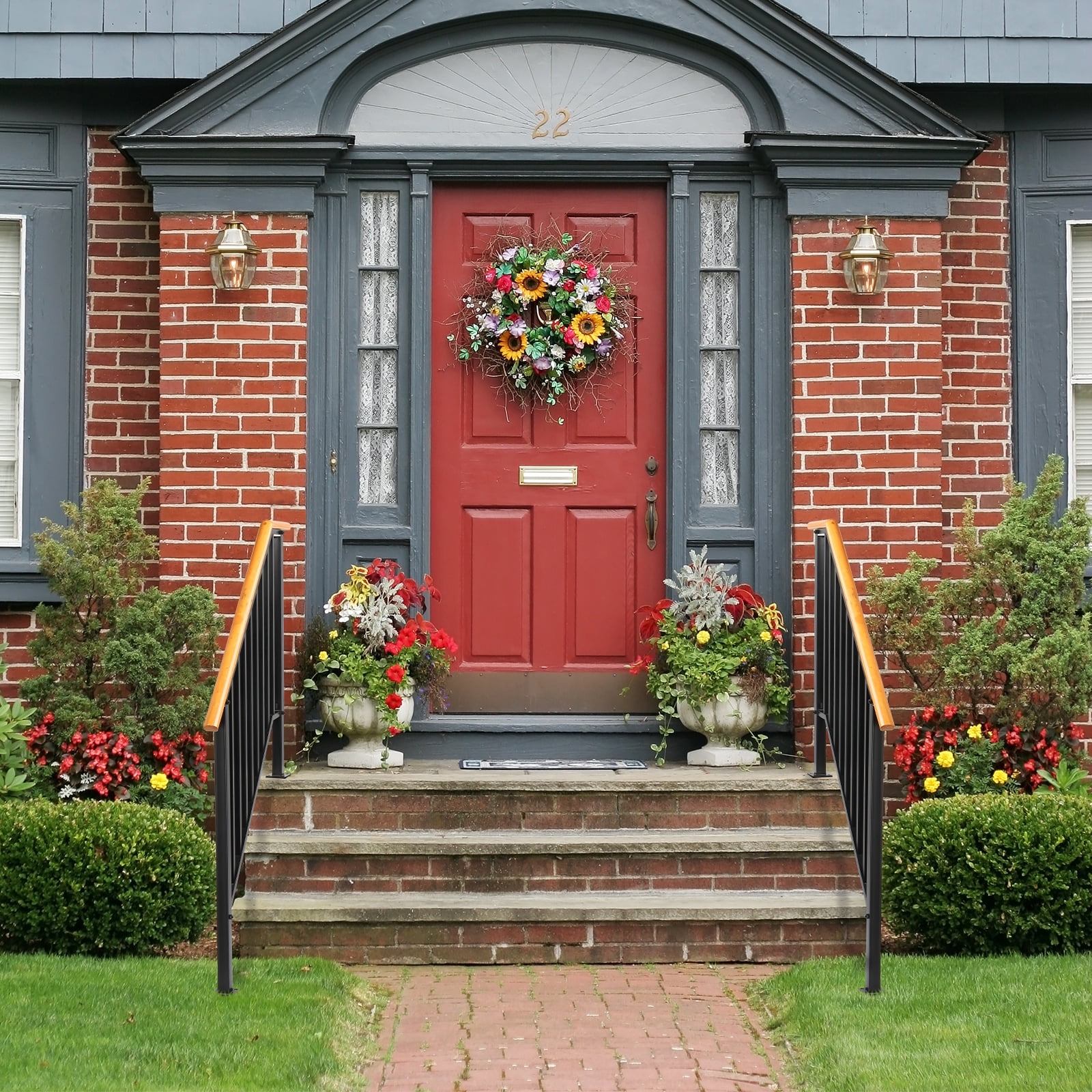 Winado Solid wood & Steel Handrails for Outdoor Steps - Exterior Hand ...