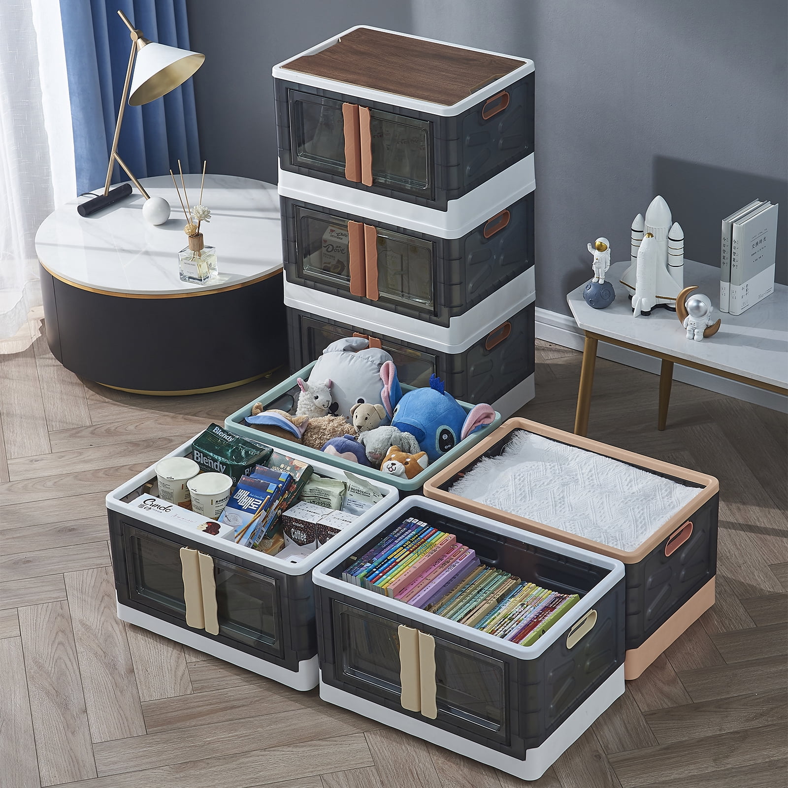 Winado Storage Bins with Lids and Wheels, 3 Packs Folding Wardrobe ...
