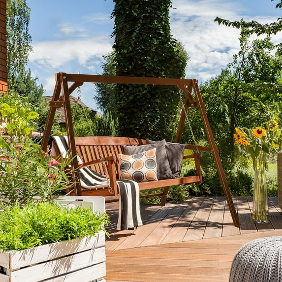 Winado Outdoor A-Frame Wooden Swing Frame Stand for 5FT Porch Swing ...