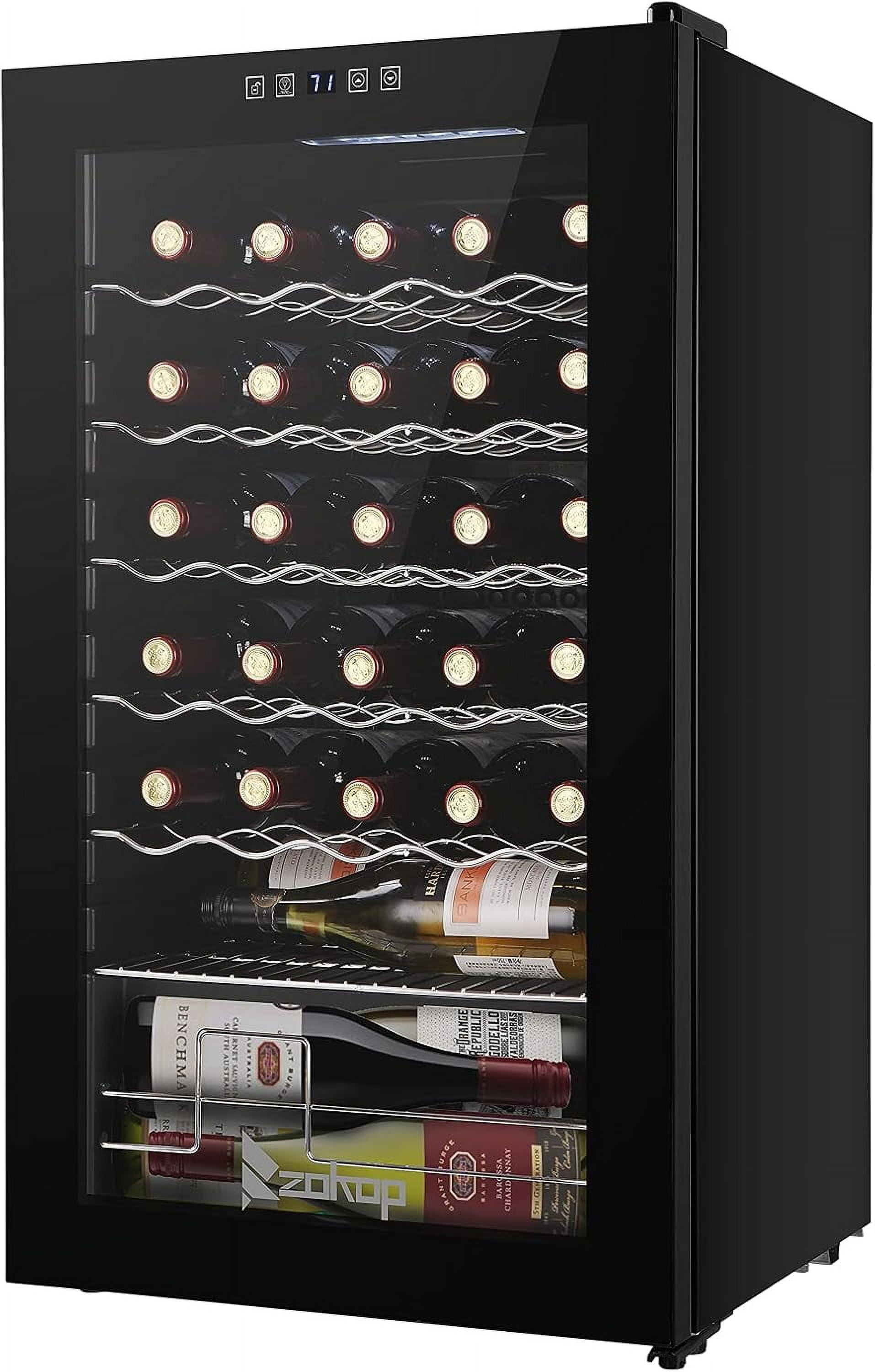 Winado Wine Cooler Refrigerator, 34 Bottle Freestanding Compressor Wine ...