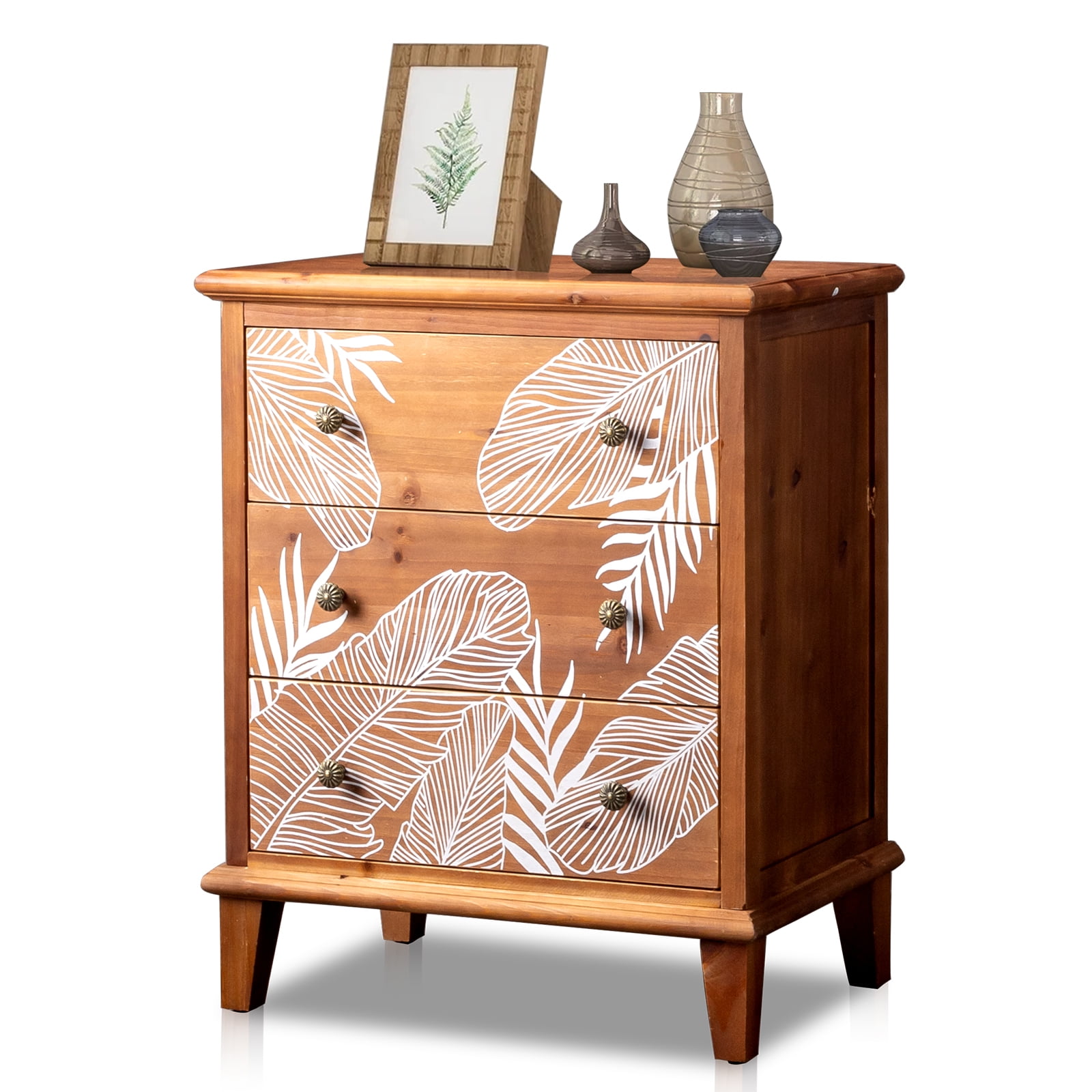 Winado Wood 3 Drawer Dressers Chests Bedroom Table Nightstand Bedside ...