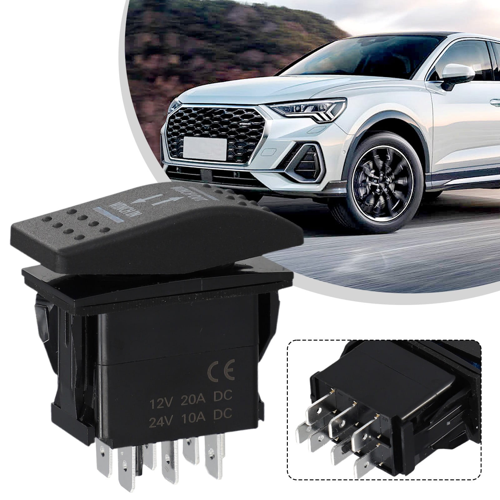 Winch In/Out Rocker Switch 7-Pin Blue Led Rocker Toggle Switch 12V-24V ...