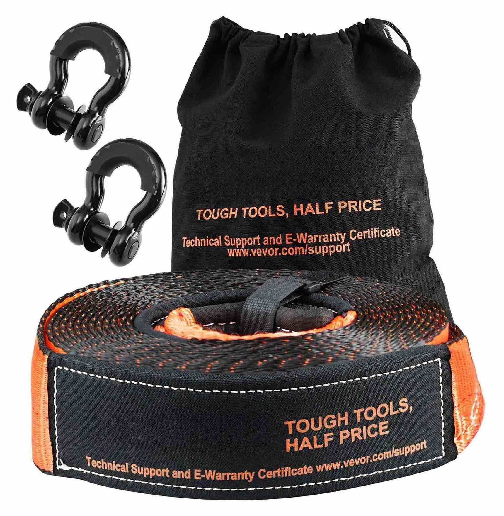 Winch Recovery Kit 3" x 30' - 30,000lbs Tow Strap, D-Ring Shackles ...