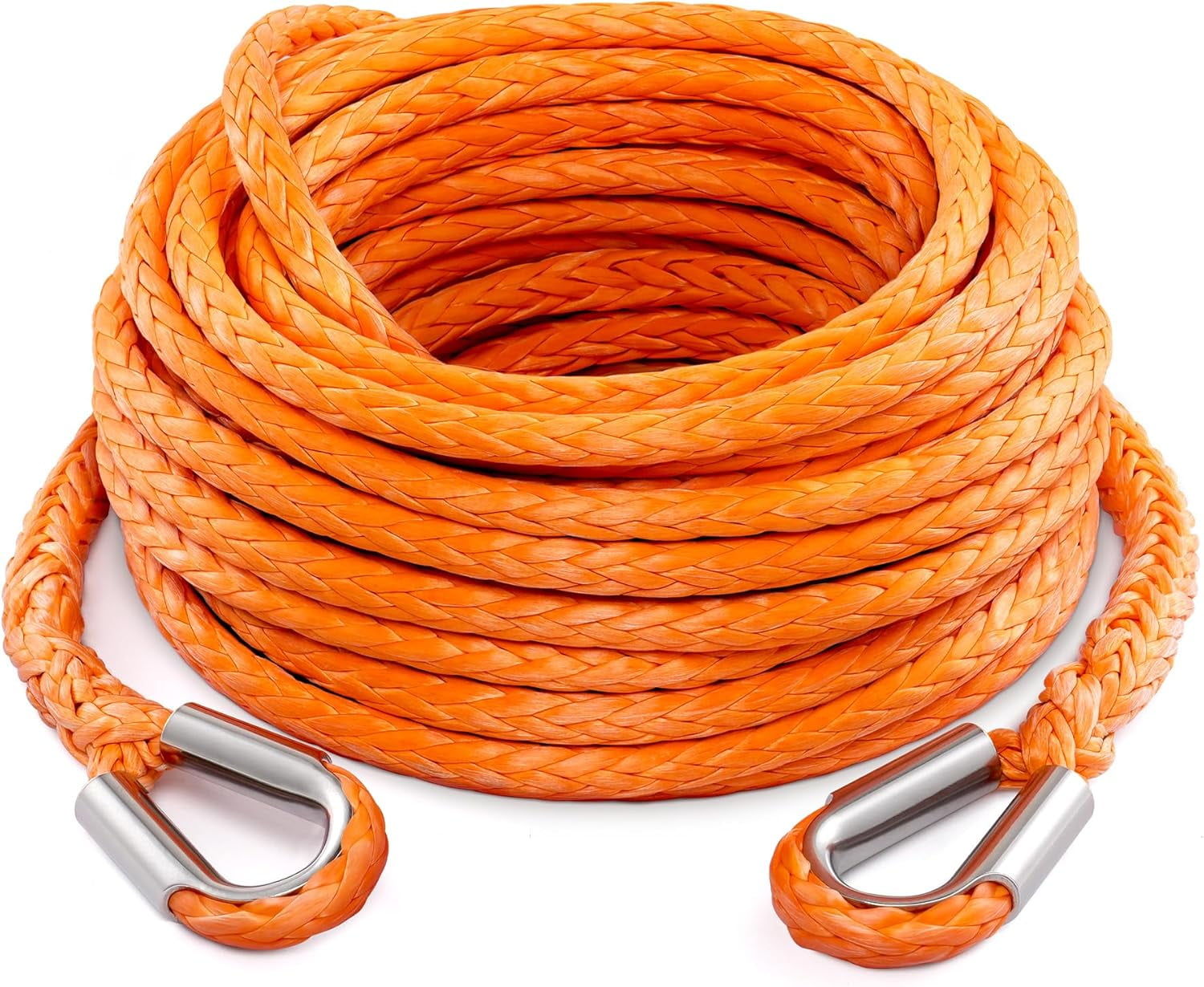 Winch Rope Extension 1/4 Inch x 50 Ft 10,000 Lbs, Synthetic Winch ...