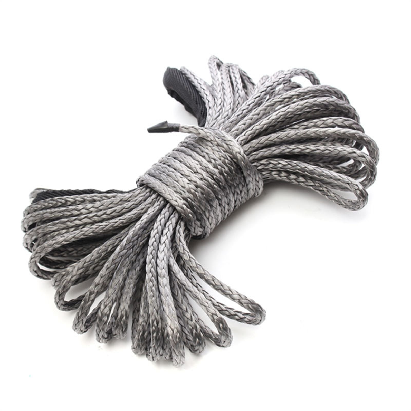 Winch Rope String Line Cable with Sheath Gray Synthetic Towing Rope 15m ...