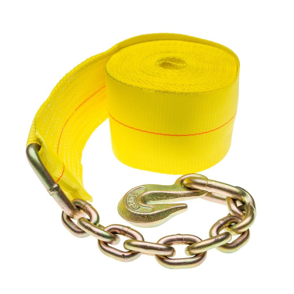Winch Strap with Leader Chain for Flatbed and Step Deck Trailers 30 ft ...