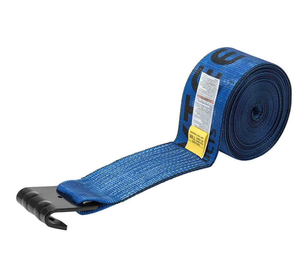 Winch Straps 4" x 30" Blue Heavy Duty Tie Down w/ Flat Hook WLL# 5400 ...