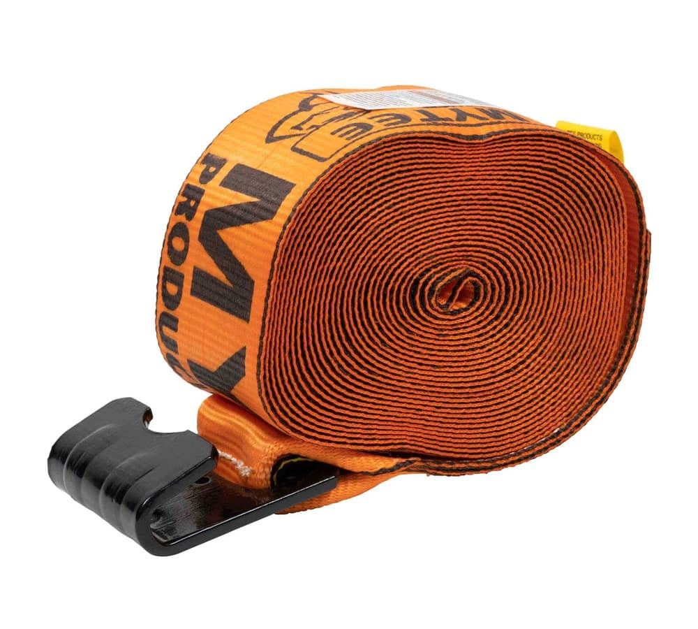 Winch Straps 4" x 30' - High Abrasion Orange Heavy Duty Tie Down w/Flat ...