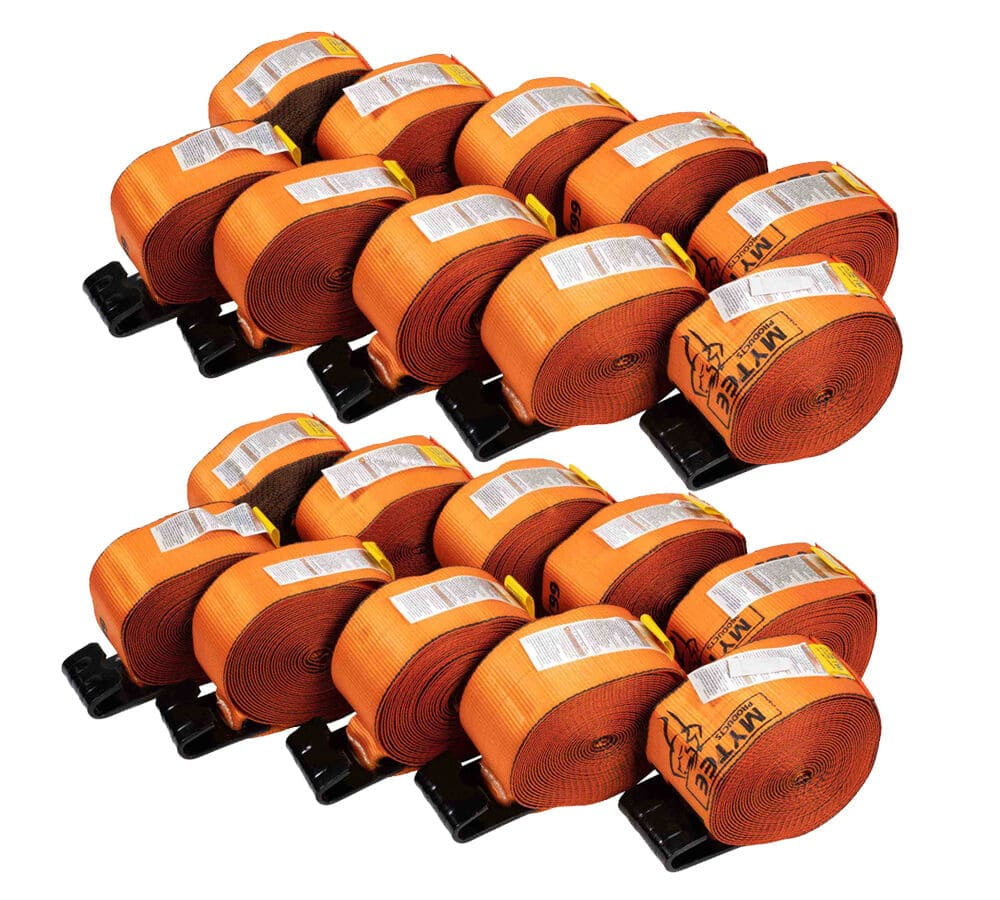Winch Straps 4" x 30' - High Abrasion Orange Heavy Duty Tie Down w/Flat ...