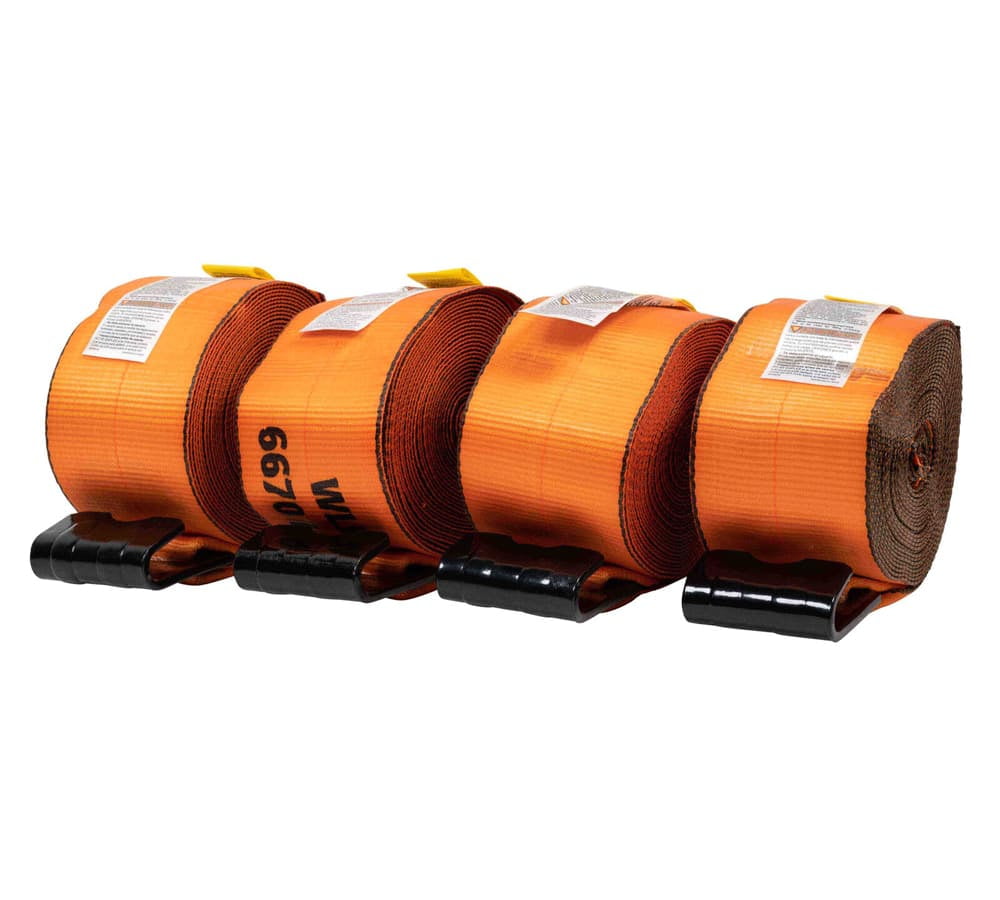 Winch Straps 4" x 30' - High Abrasion Orange Heavy Duty Tie Down w/Flat ...