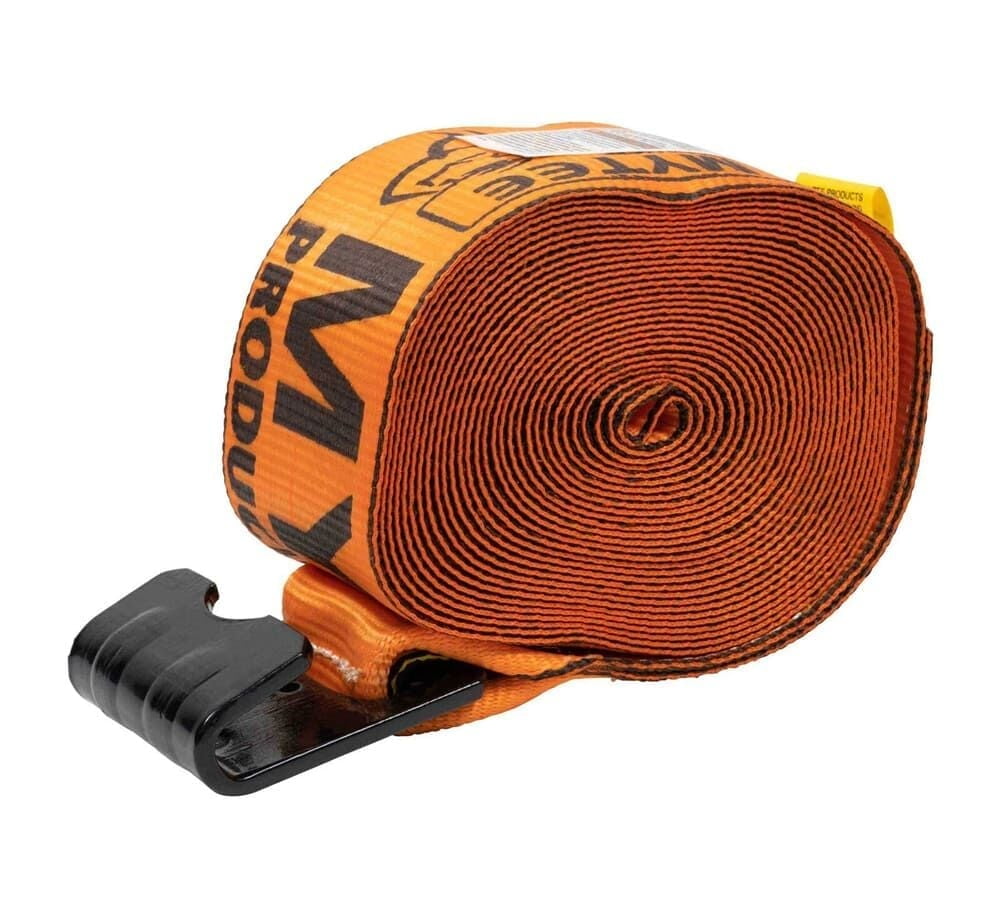 Winch Straps 4" x 30' - High Abrasion Orange Heavy Duty Tie Down w/Flat ...