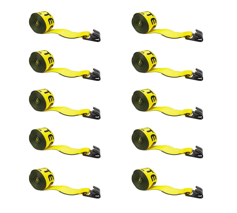 Winch Straps 4" x 30' Yellow Heavy Duty Tie Down w/Flat Hooks WLL# 5400 ...