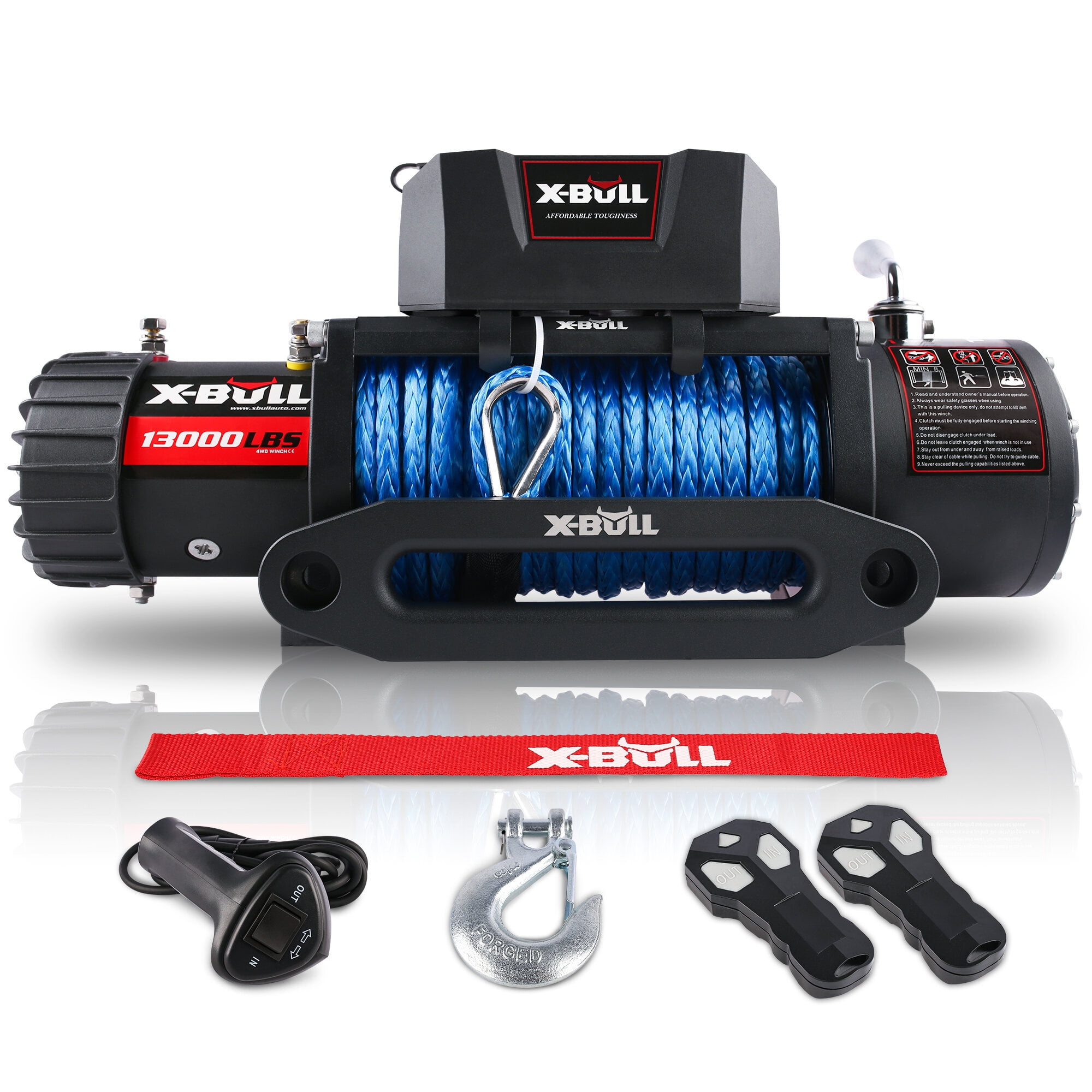 Winch X-BULL ELECTRIC WINCH 13000 LBS 12V SYNTHETIC BLUE ROPE UPGRADE ...