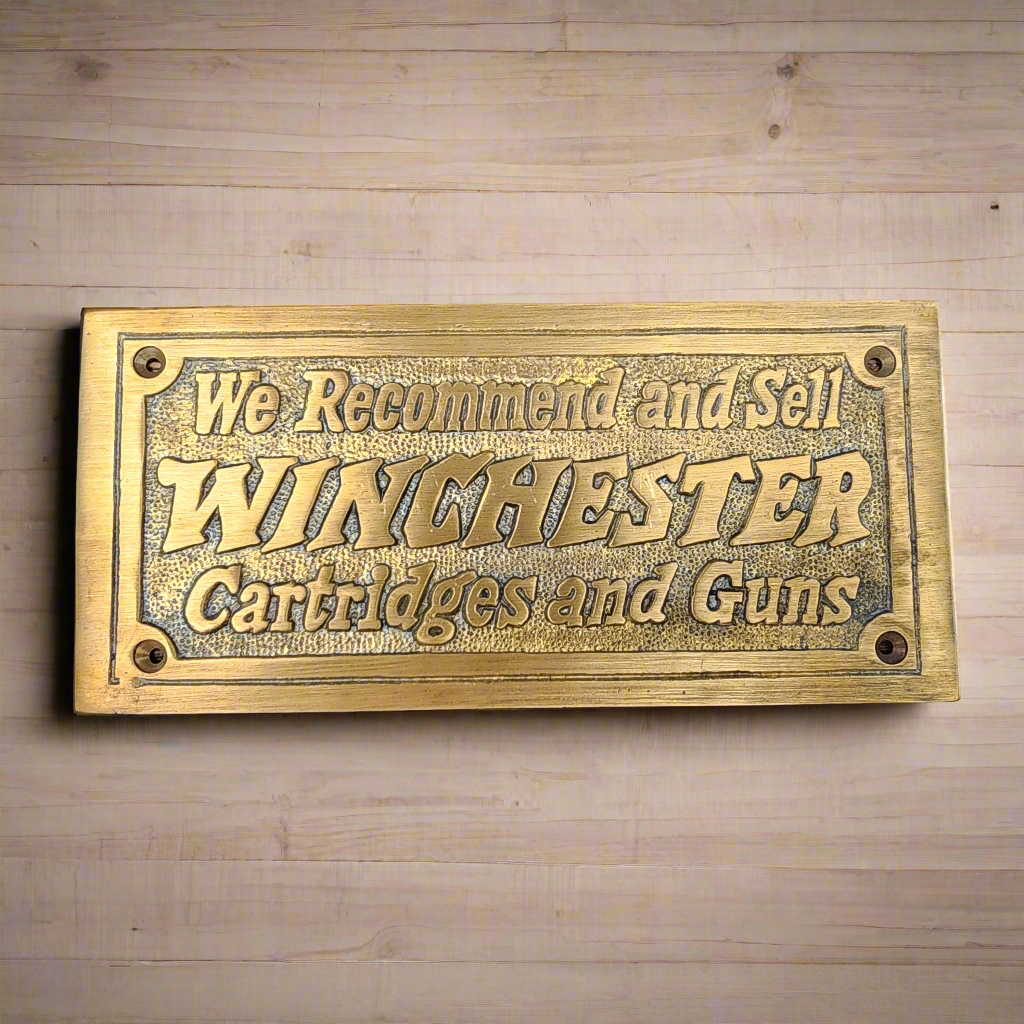 Winchester Cartridges And Guns Solid Brass Plaque With Antique Finish ...