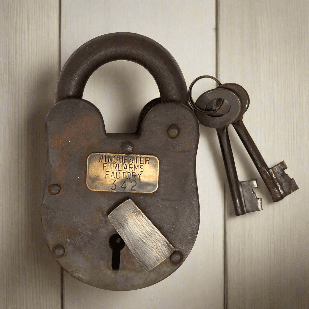 Winchester Firearms Factory Cast Iron Lock & Keys With Antique Finish ...