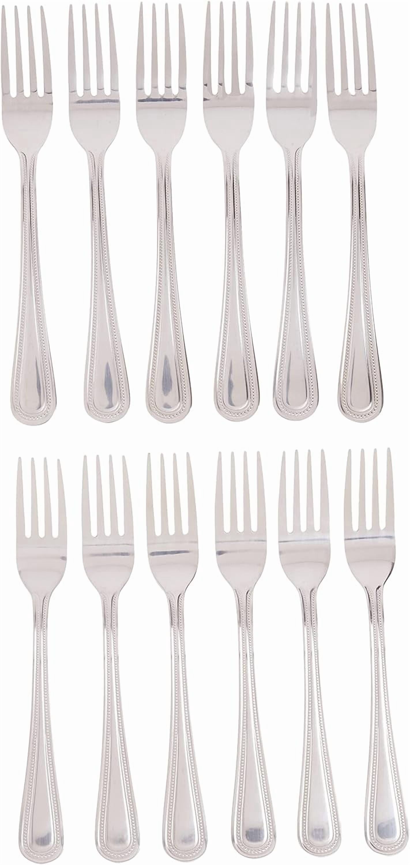 Winco 12-Piece Dots Dinner Fork Set, Stainless Steel, Heavyweight ...