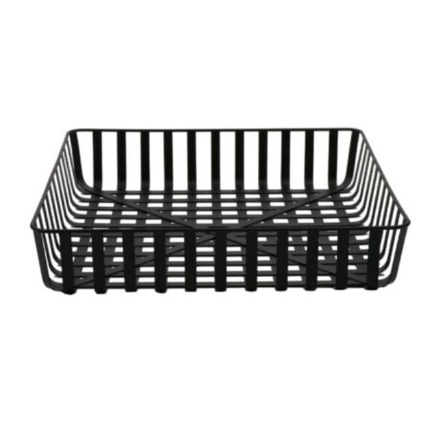 Winco WB-564-BK 18 x 3.75 in. Black Iron Powder Coated Square Basket - 3.5 in. Deep - G.E.T ...