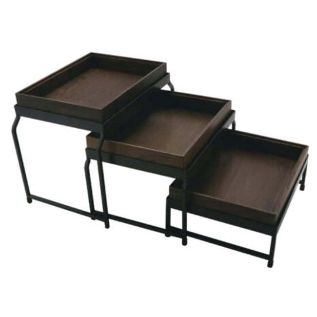 Winco IR-735-MG-1292GA 3-Tier Nesting Stand Set with Grey Ash Wooden ...