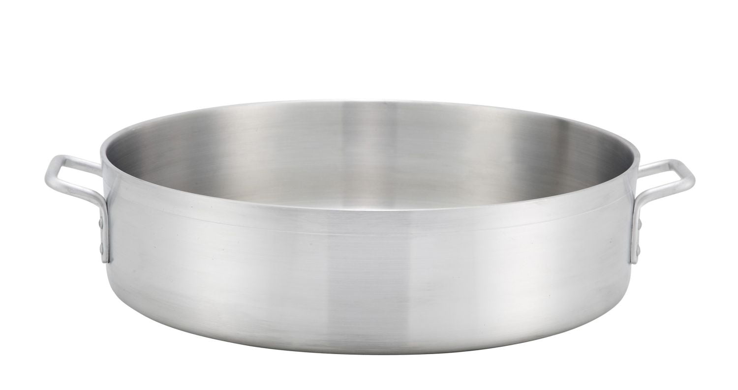 Winco ALBH-28, 28-Quart 5.3-Inch High Extra-Heavy Aluminum Brazier Pan ...