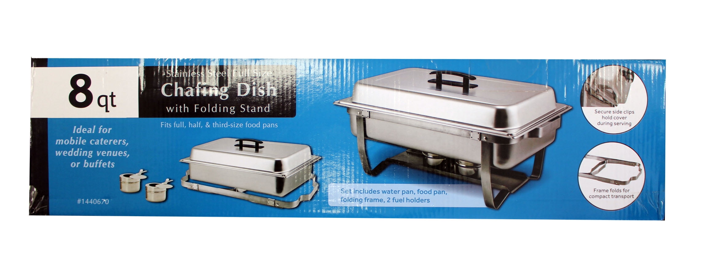 Winco C-4080 8 qt Stainless Steel Full Size Chafing Dish With Folding ...