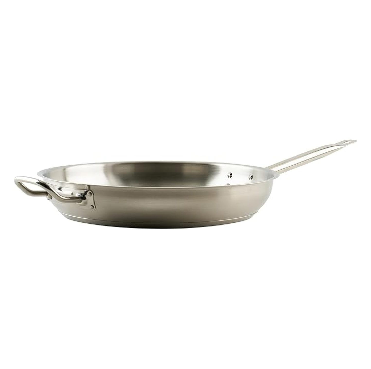 Winco -Grade Stainless Steel Fry Pan with Helper Handle, Natural Finish ...