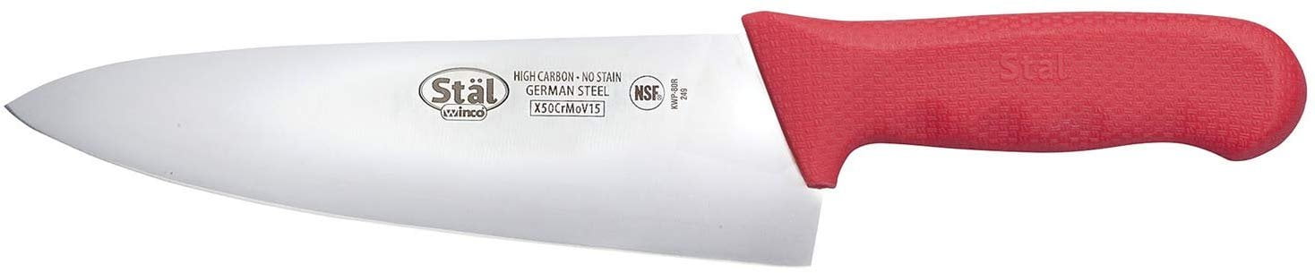 Winco KWP-80R Stl Stamped Cutlery Chef's Knife 8" Stainless Steel Blade ...