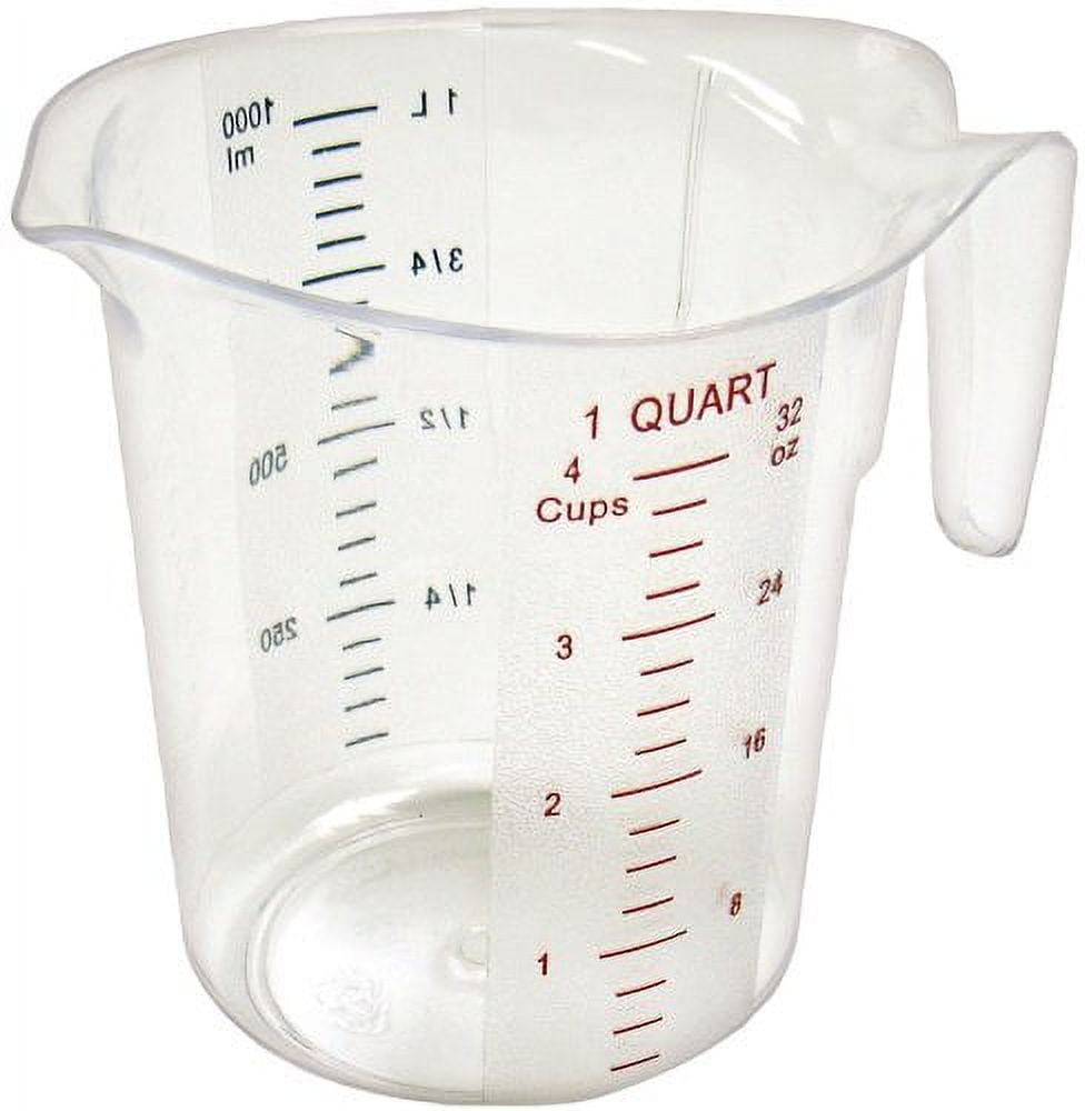 Winco 1 Qt Clear Plastic Liquid Measuring Cup with Quart Measurements ...