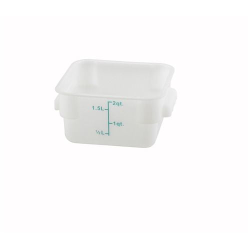 Winco PESC-2, 2-Quart White Square Polyethylene Food Storage Containers ...