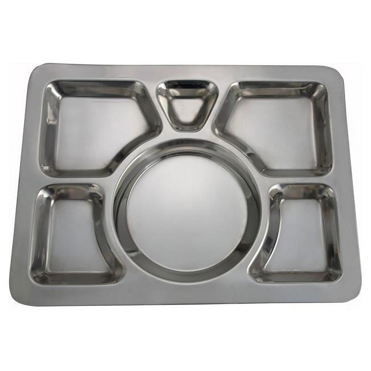 Winco SMT-1 Stainless Steel 6 Compartment Mess Trays - Style A - 15.5 x ...