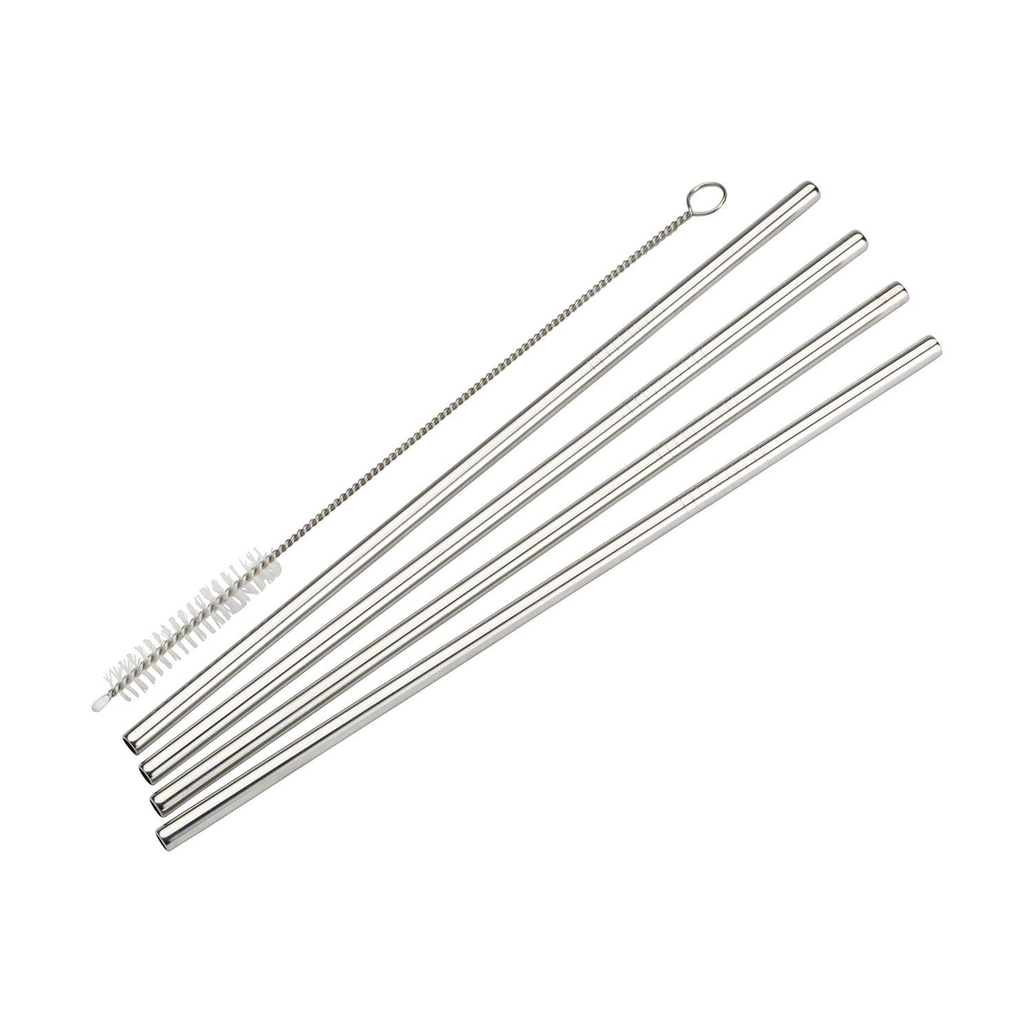 Winco SSTW-8S Stainless Steel Straight Drinking Straw, 4 Pieces with ...