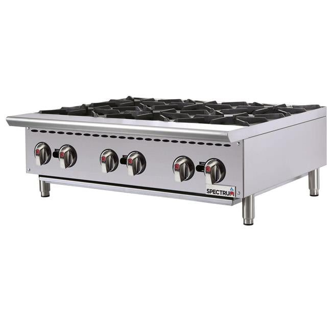 Winco NGHP-6 Spectrum Gas Hot Plate, 36 in. Wide, 6-Burner, Natural Gas ...