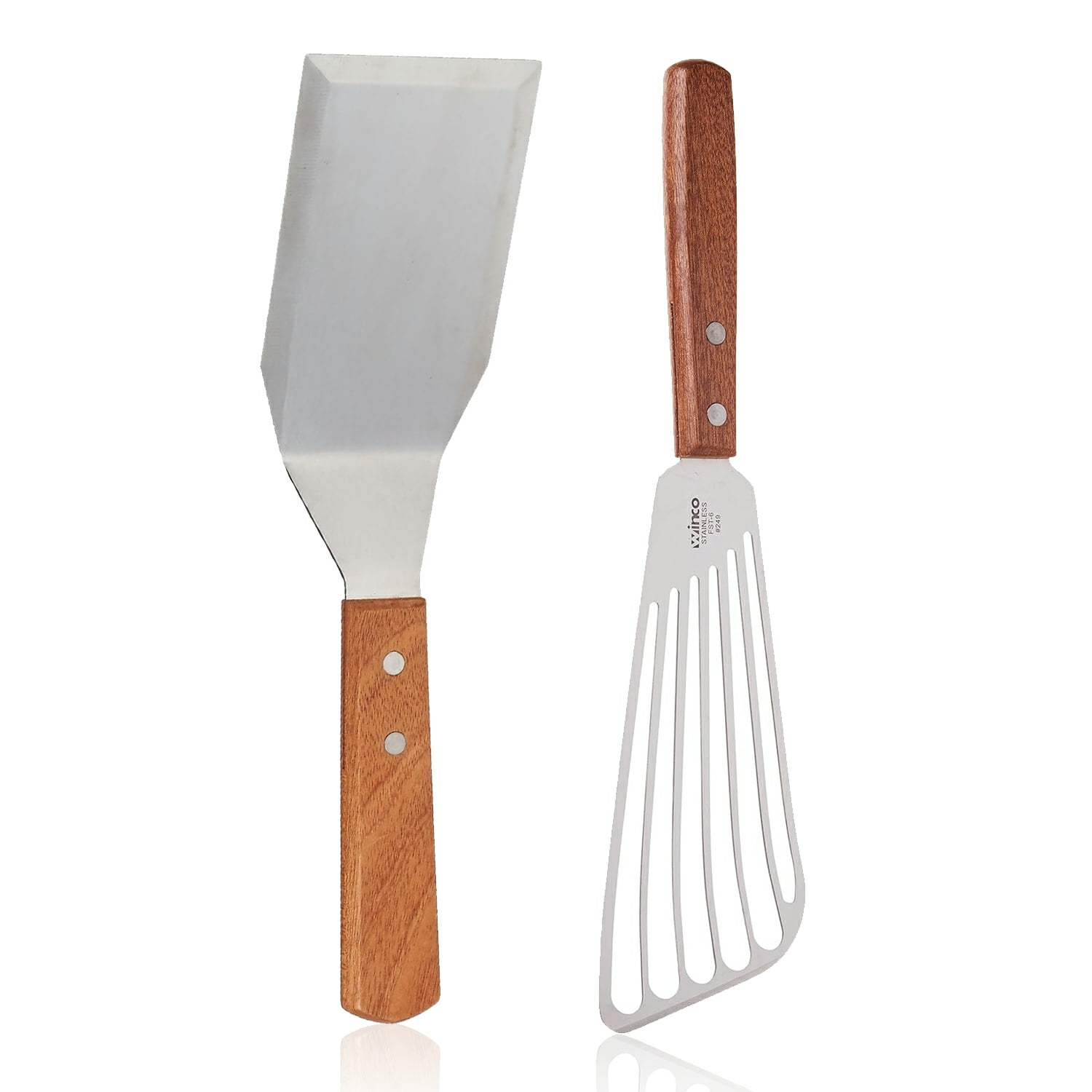 Winco-Stainless Steel Hamburger Turner, Medium, with Wooden Handle, and ...